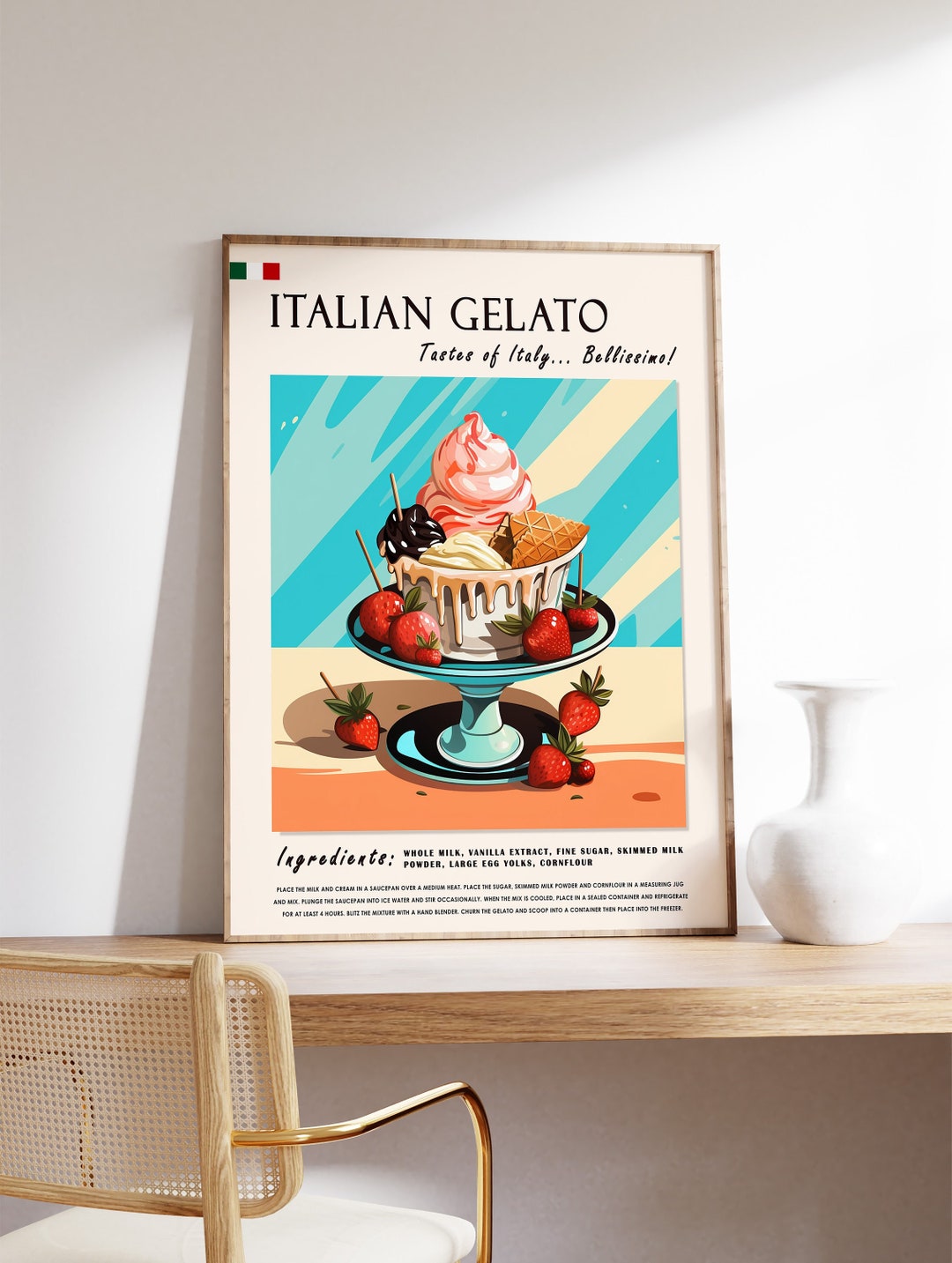 Italian Gelato Poster Gelato Food Print Italian Dessert - Etsy