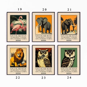 Vintage London Zoo Poster Sets, Retro Museum Print, Vintage Museum ...