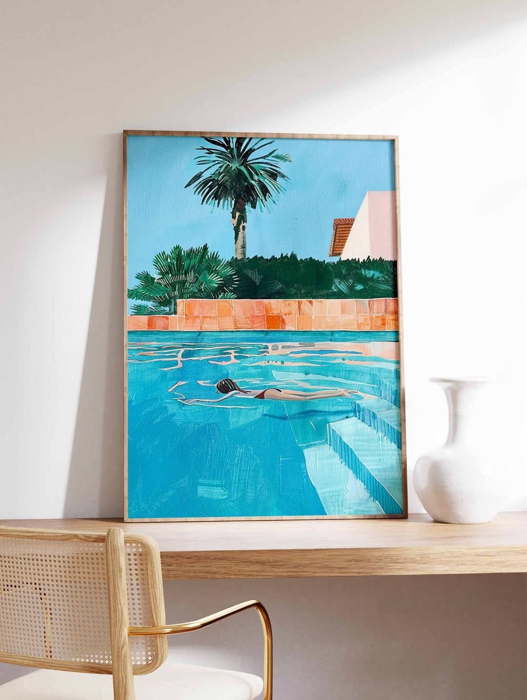 Swimming Pool Art Print, Tranquil Oasis Poster - Etsy UK