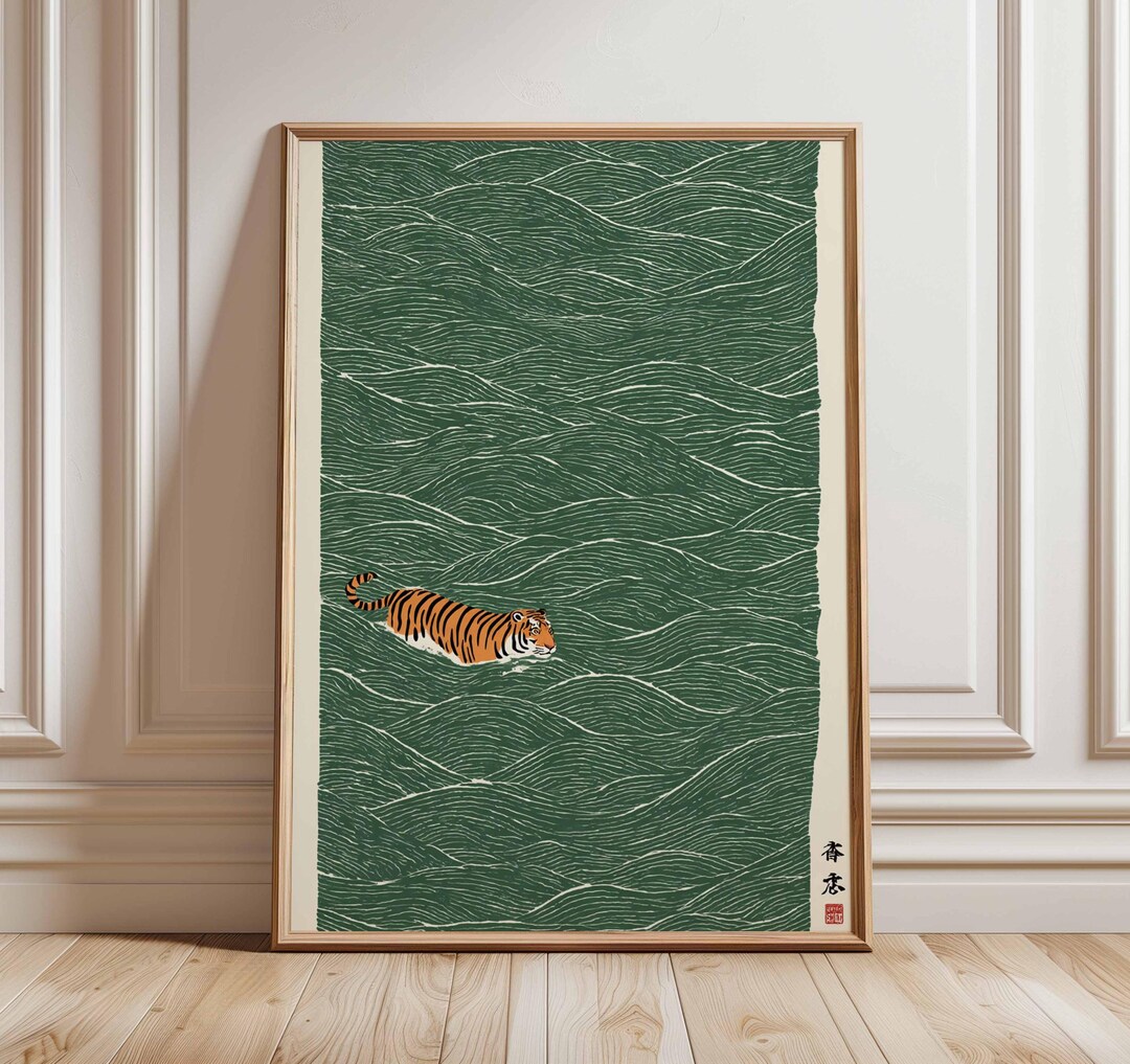 Japanese Tiger Poster, Minimalist Wall Art Print, Zen Nature Artwork ...