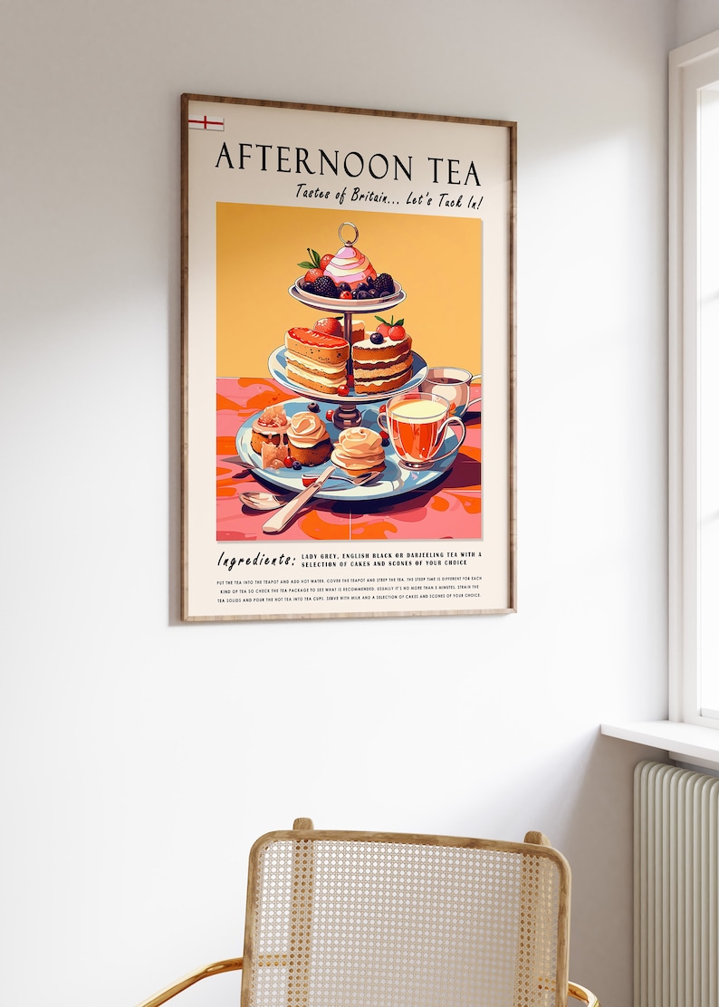 Afternoon Tea Poster, British Food & Drink, Kitchen Art - Etsy