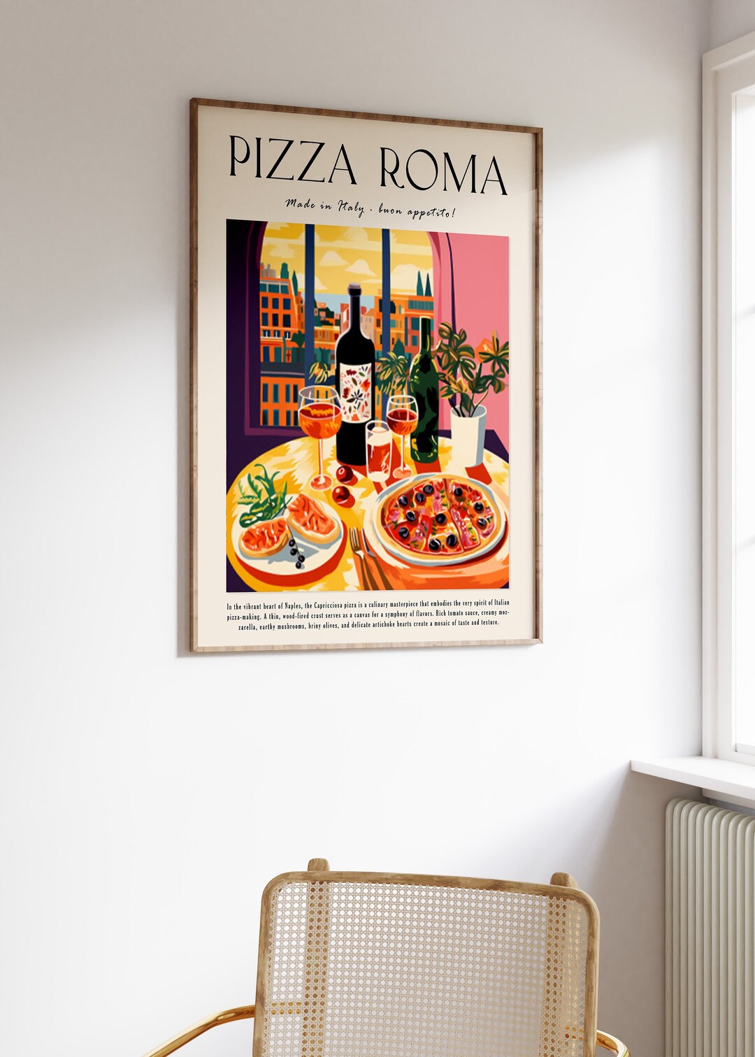 Pizza Food Print, Pizza Roma Poster, Italian Food Art, Food and Drink ...