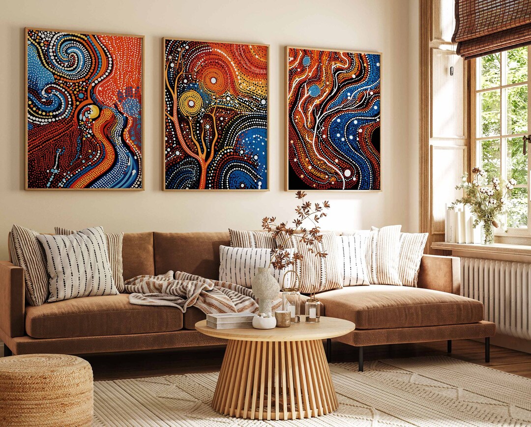 Aboriginal Set of 3 Prints, Cultural Wall Art, Indigenous Poster Set ...