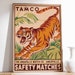 Vintage Tiger Print, Indian Tiger Poster, Matchbox Art, Animal Print ...