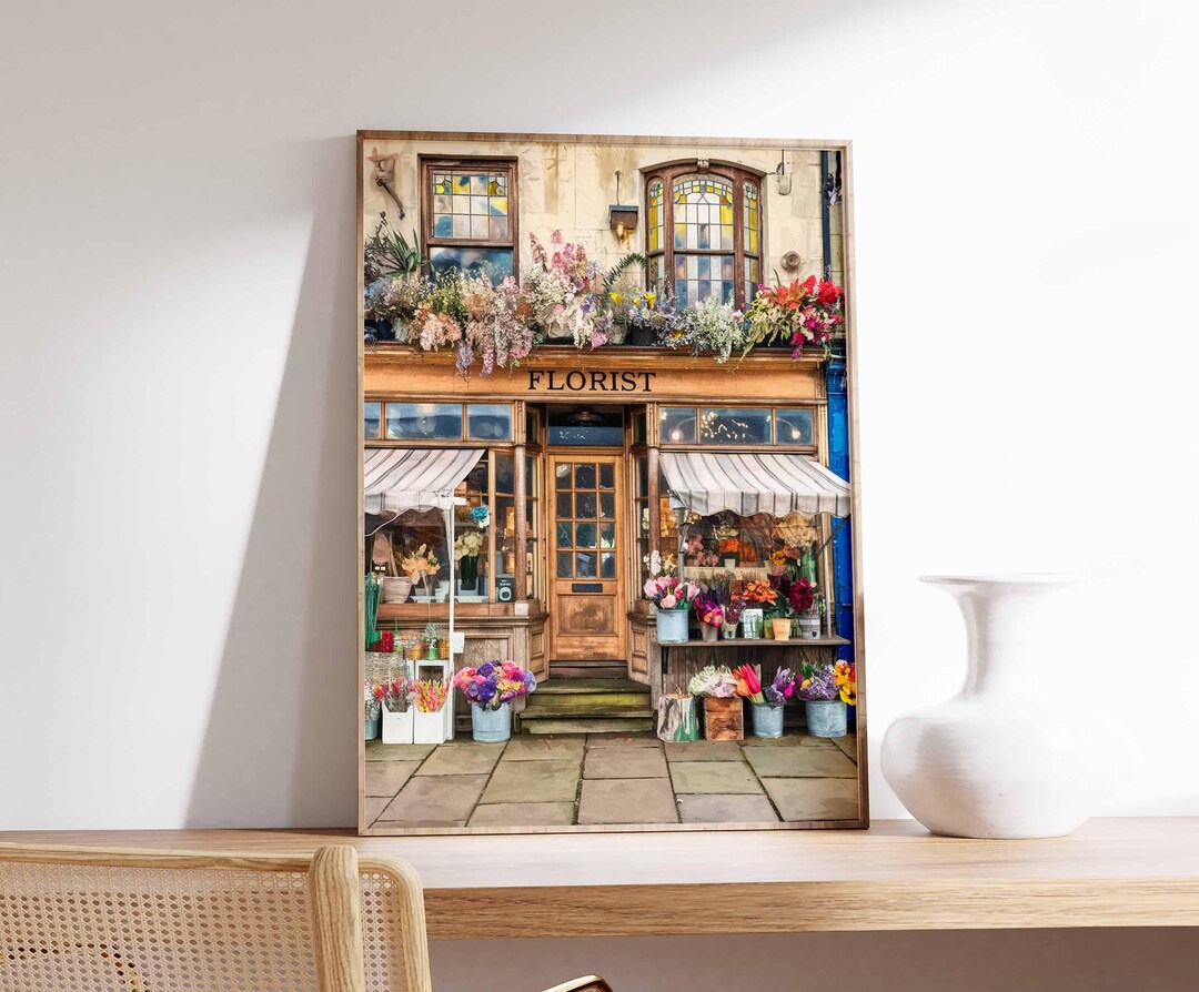 Vintage Florist Poster, Botanical Decor, Retro Flower Shop Print, Retro ...