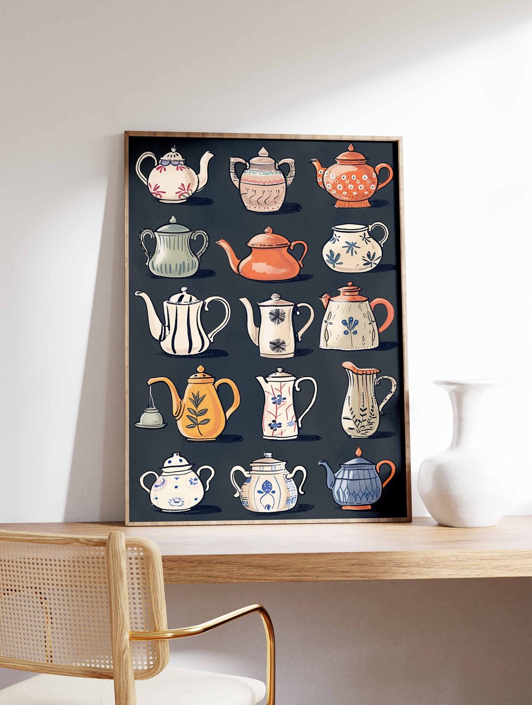 Vintage Teapot Print, Retro Coffee Poster, Food Print, Kitchen Decor ...