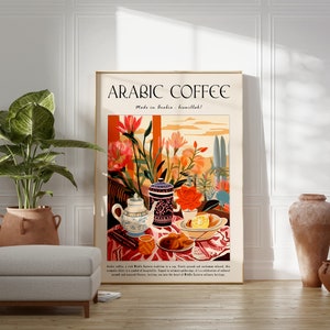 Coffee Poster, Arabic Coffee Print, Kitchen Decor, Retro Coffee Art ...