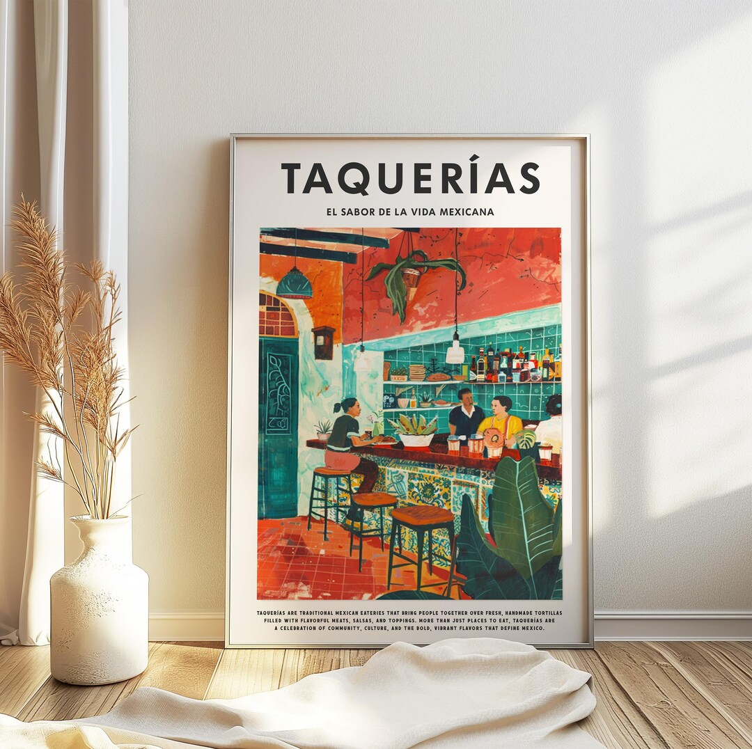 Tacos Poster, Mexican Food Art, Mexican Decor, Kitchen Decor, Kitchen ...