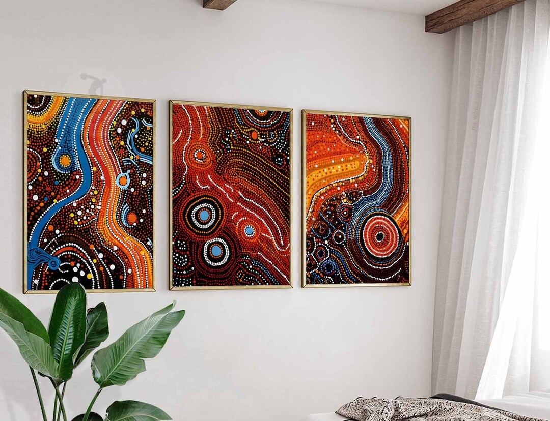 Aboriginal Set of 3 Prints, Cultural Wall Art, Indigenous Poster Set ...