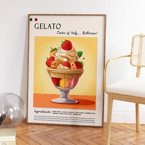 Gelato Poster, Italian Food Art, Ice Cream Food Poster, Kitchen Decor ...