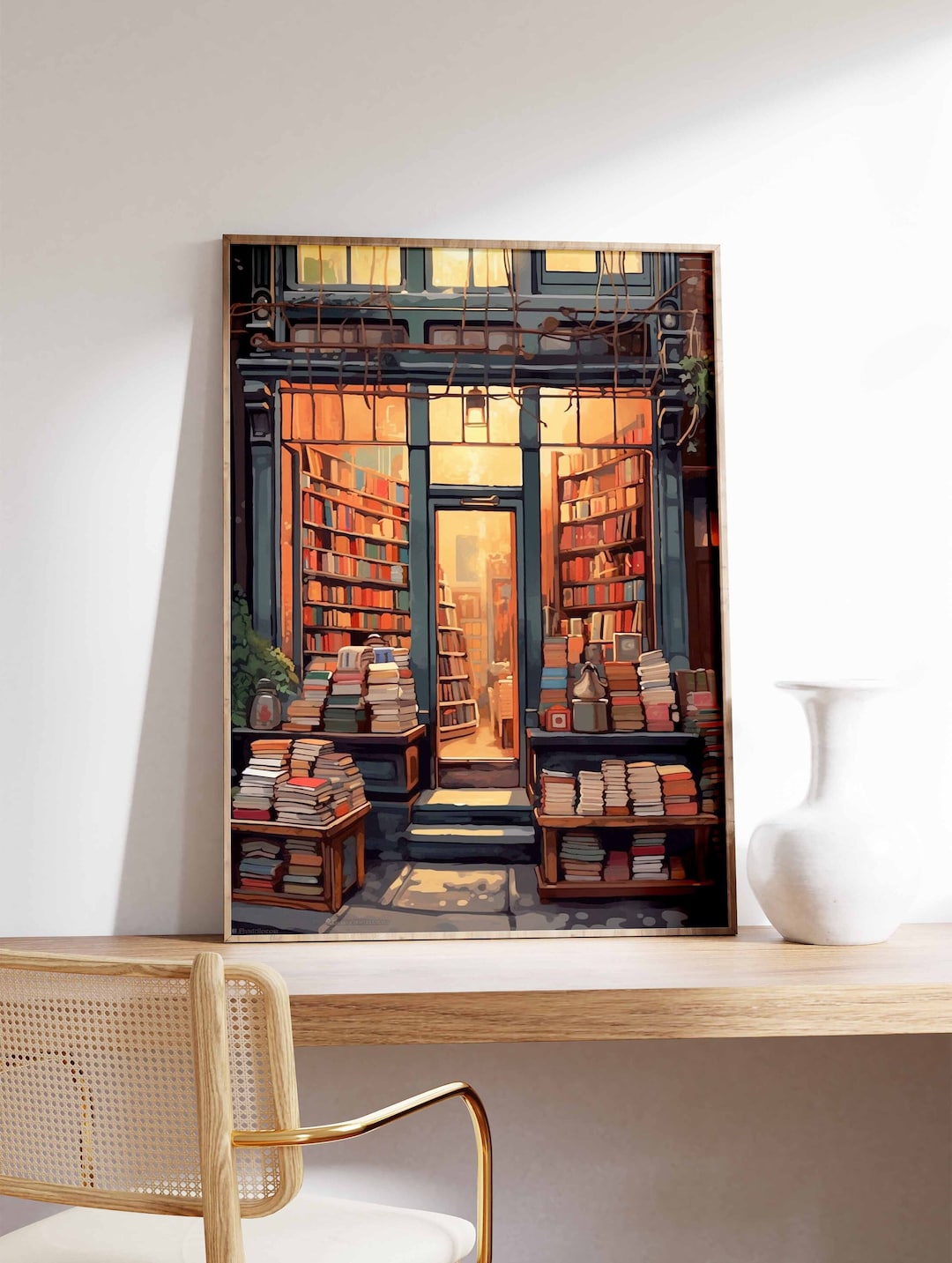 Vintage Book Store Poster, Book Shop Print, Book Lovers Gift, Reading ...