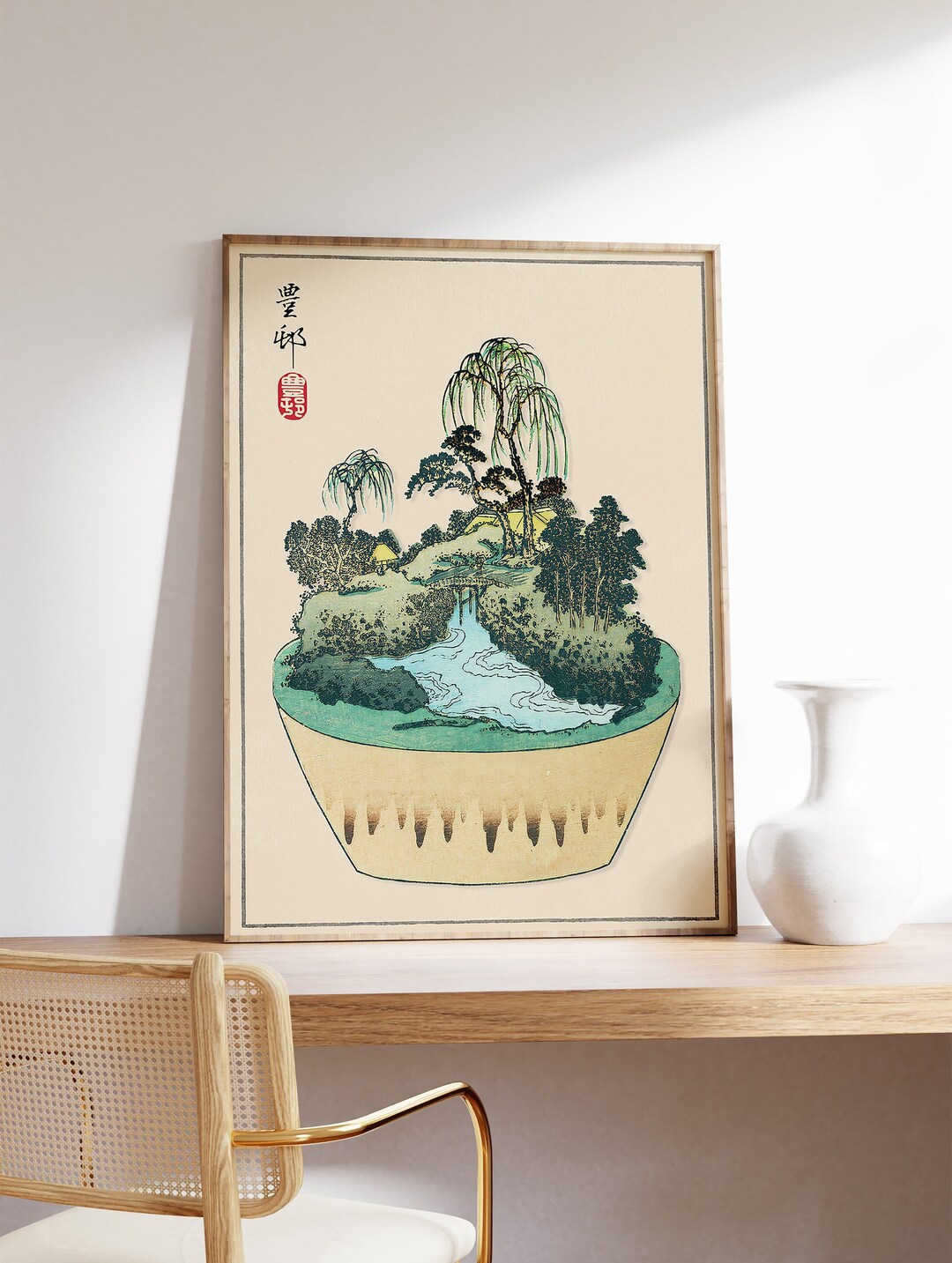 Japanese Bonsai Poster, Woodblock Art Print, Asian Decor, Traditional ...