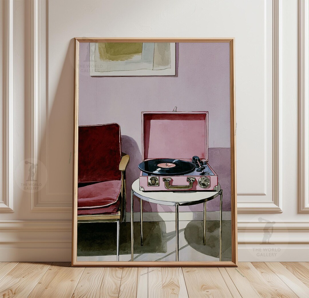 Vintage Record Player Poster | Mid Century Cozy Music Wall Art (print ...