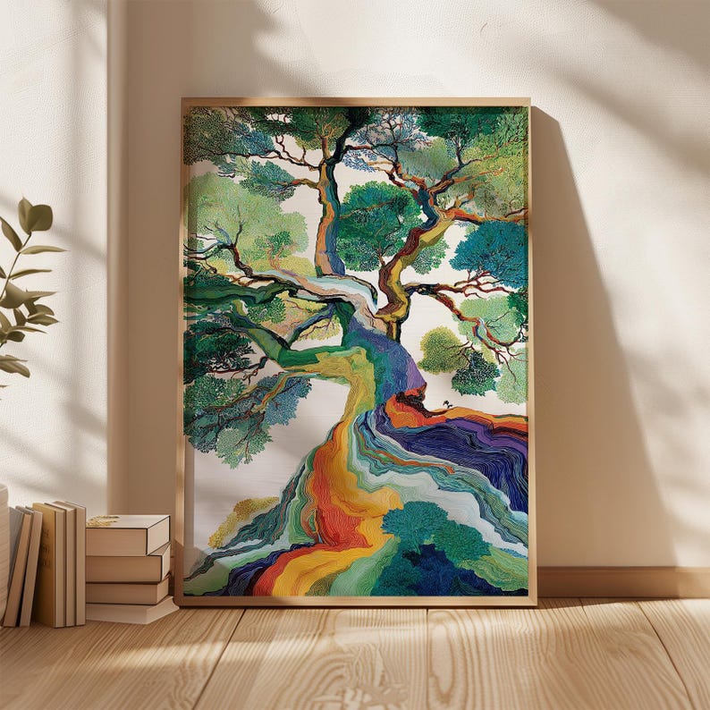 Colorful Abstract Tree Poster, Modern Nature Wall Art Print, Vibrant ...