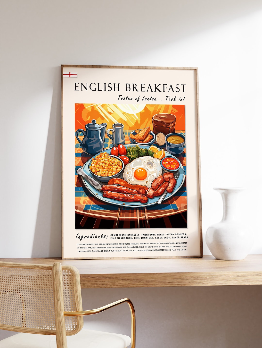 English Breakfast Food Poster, British Food Print, UK Food Poster ...