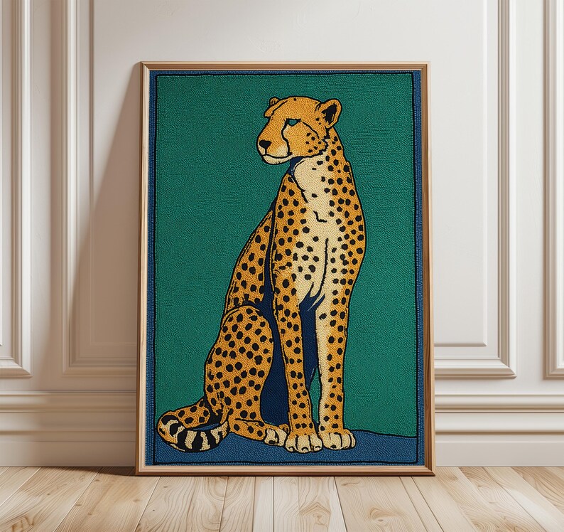 Cheetah Art Print, Turquoise African Safari Decor - Etsy