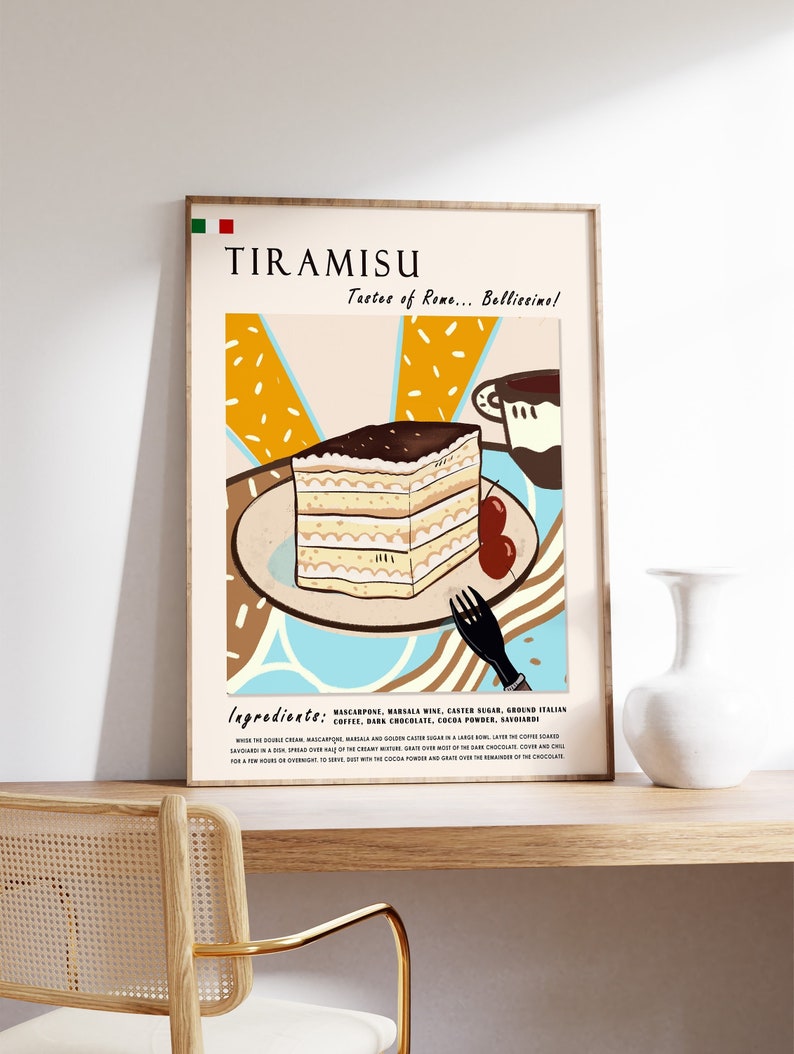 Italian Food Poster, Tiramisu, Dessert Poster, Art Poster, Rome Print ...