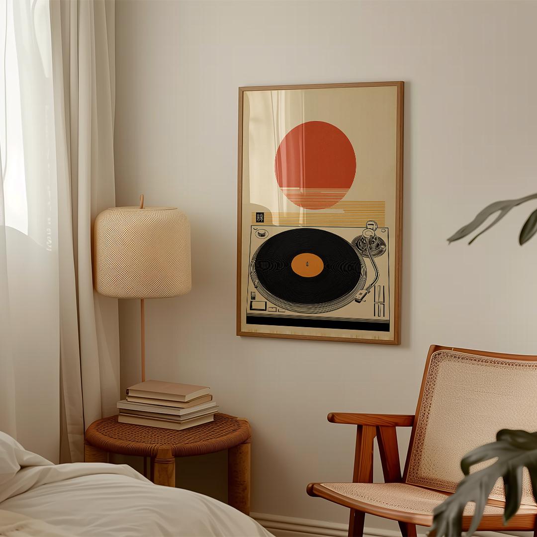 Vinyl Record Player Poster, Japanese Retro Music Print, Vintage ...