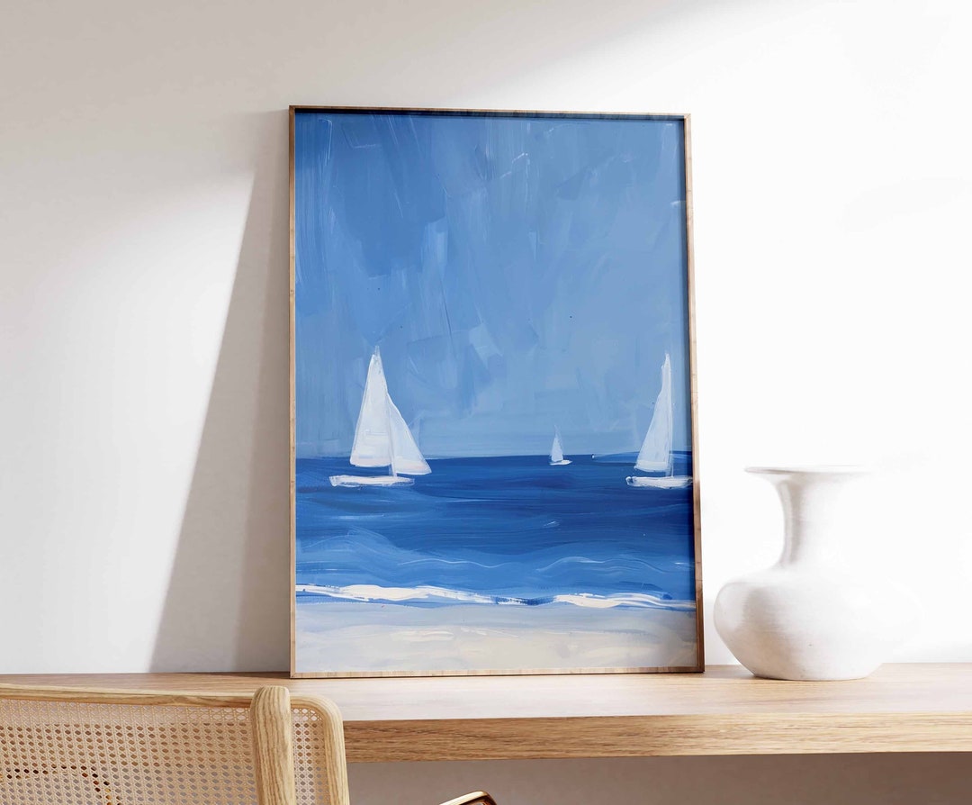 Sailing Poster, Nautical Wall Art, Bathroom Decor, Sailing Boat Print ...