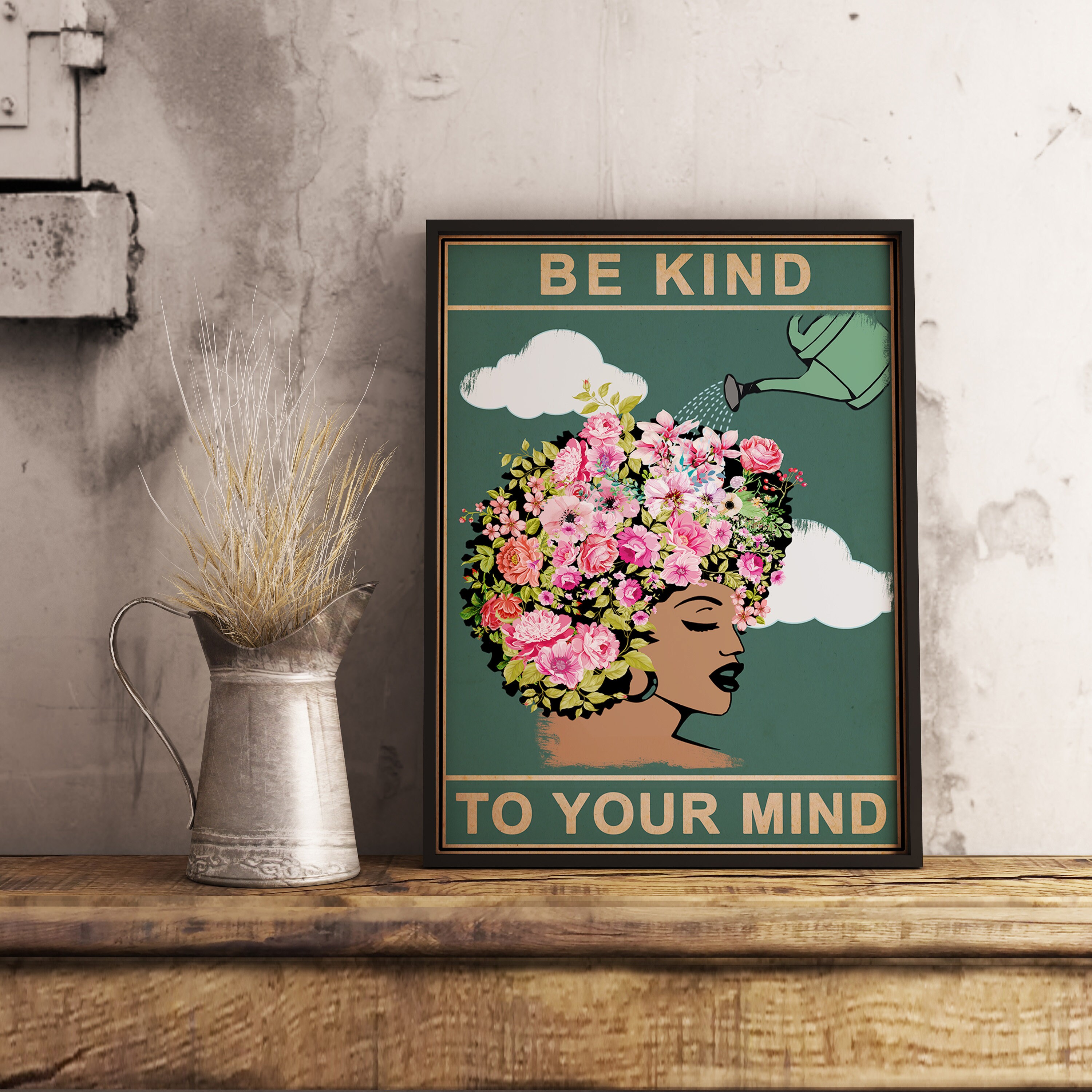 Be Kind to Your Mind Poster Floral Poster Floral Print - Etsy