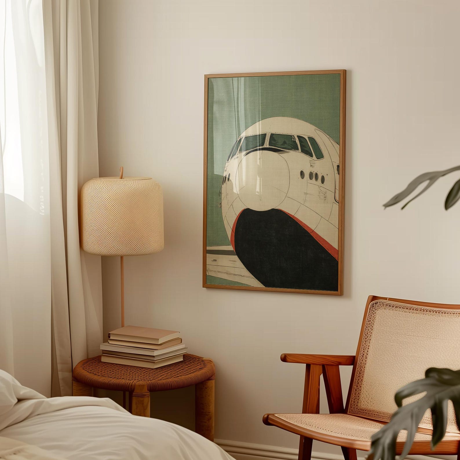 Green Aircraft Nose Poster | Vintage Aviation Illustration | Minimal ...