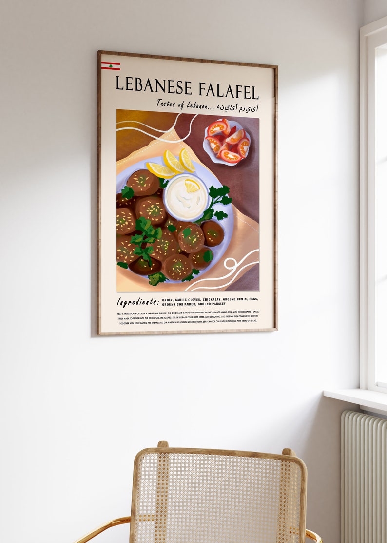 Falafel Food Poster, Lebanese Art Poster, Arabic Print, Arabic Art ...
