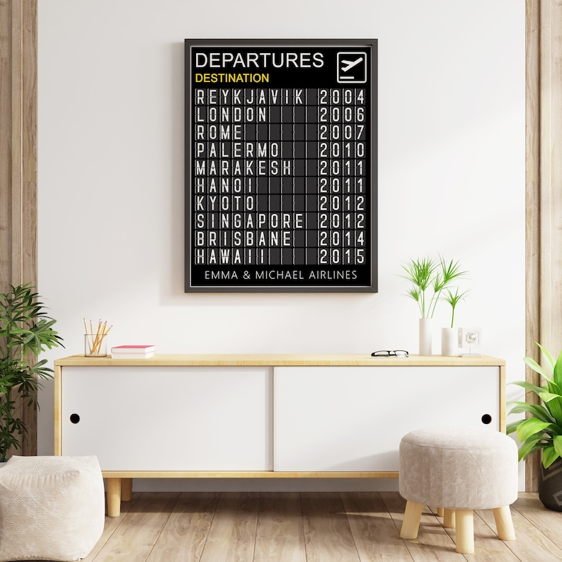 Personalised Custom Travel Poster, Departure Board, Airport Travel ...