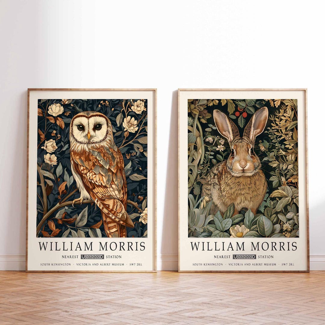 Set of 2 William Morris Posters, Animal Prints, Floral Wall Art ...