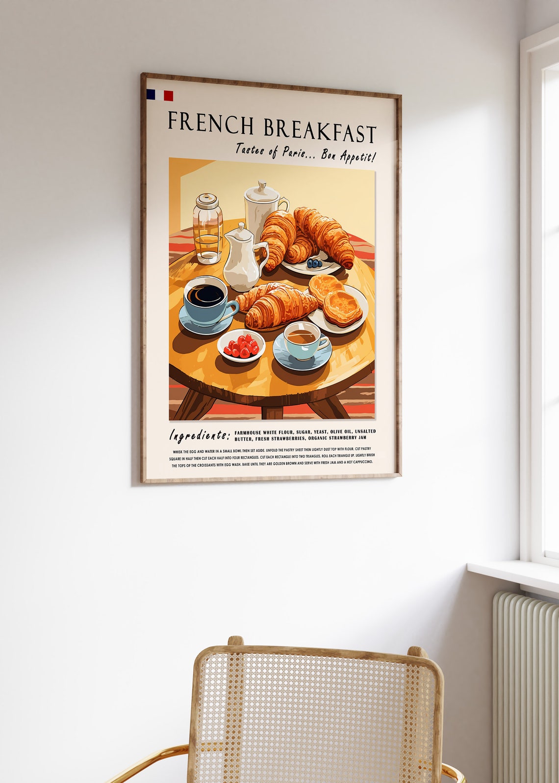 French Breakfast Croissant Print, Kitchen Food Art - Etsy