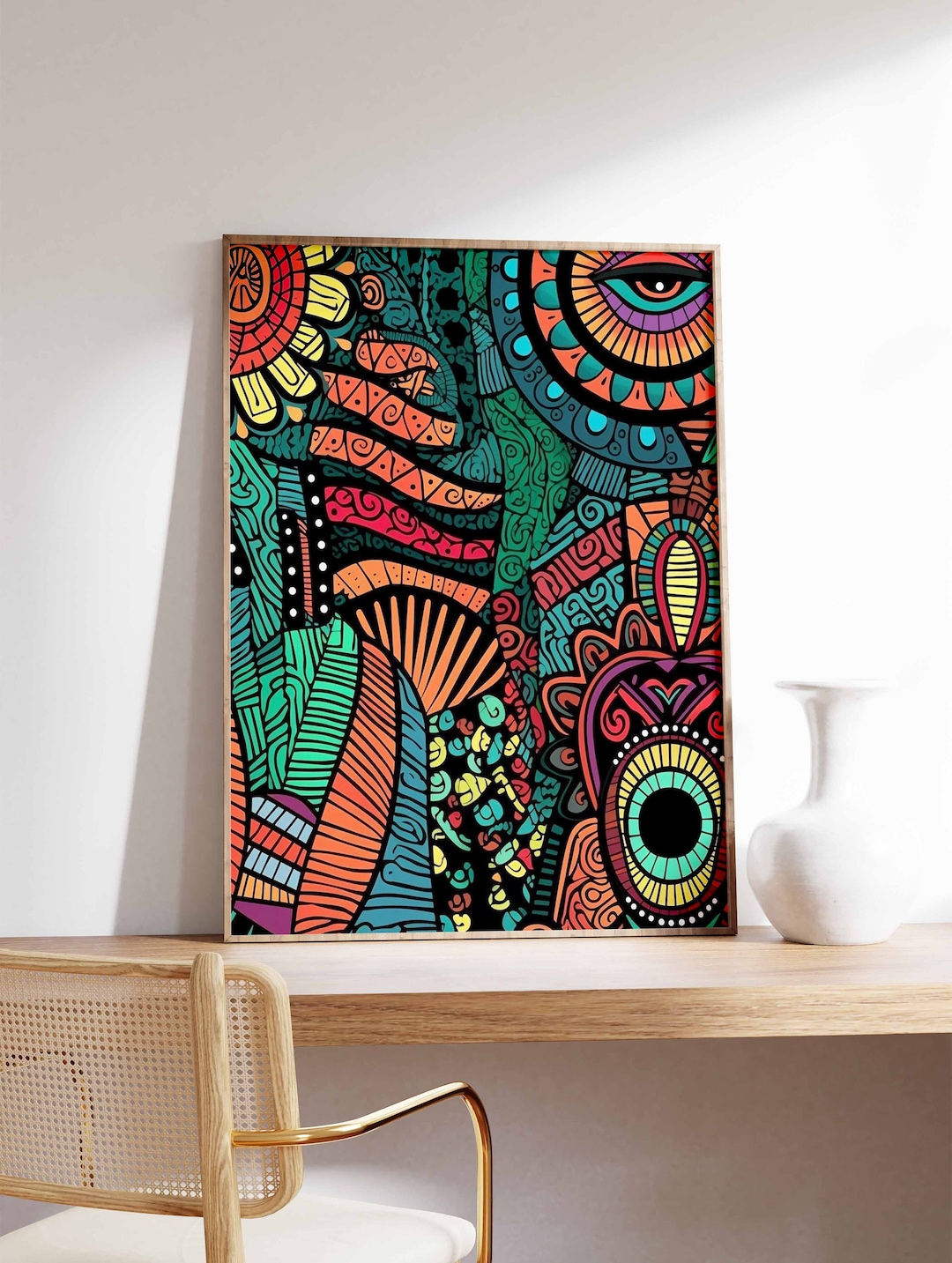 African Tribal Art, African Pattern Poster, Cultutral Wall Print, Black ...