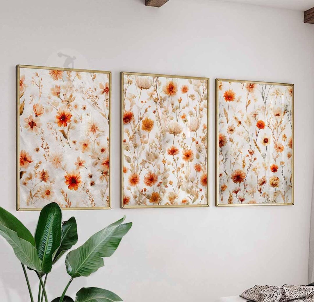 Colourful Wildflower Posters Set of 3, Floral Botanical Wall Art Prints ...