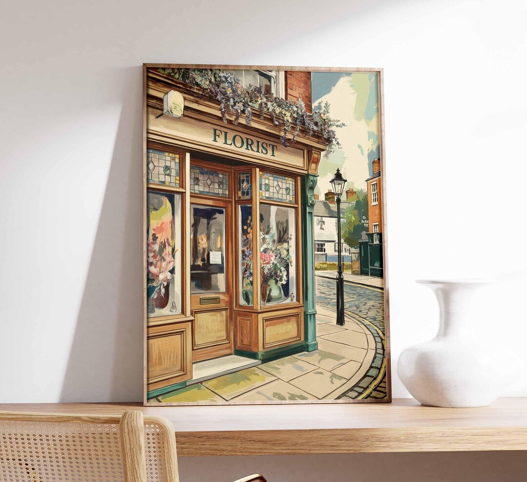 Vintage Florist Poster, Botanical Decor, Retro Flower Shop Print, Retro ...