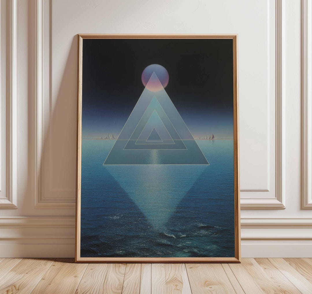 Geometric Ocean Poster | Surreal Triangle Art Print | Modern Wall Decor ...