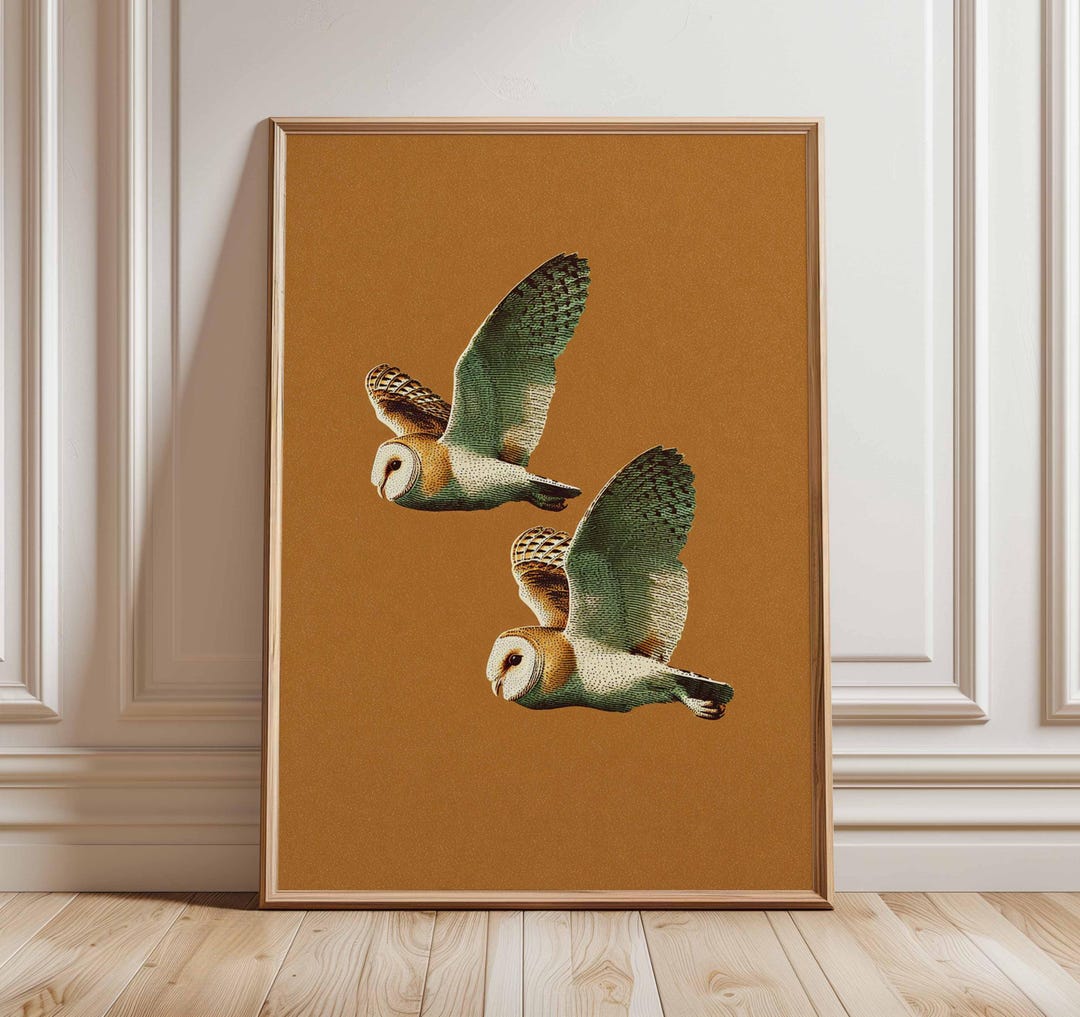 Barn Owl Poster, Vintage Bird Wall Art, Minimalist Nature Print, Rustic ...