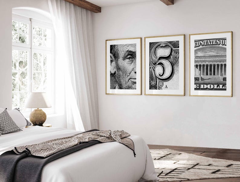 Dollar Bill Set of 3 Posters | Money Wall Art | Luxury Wall Art ...