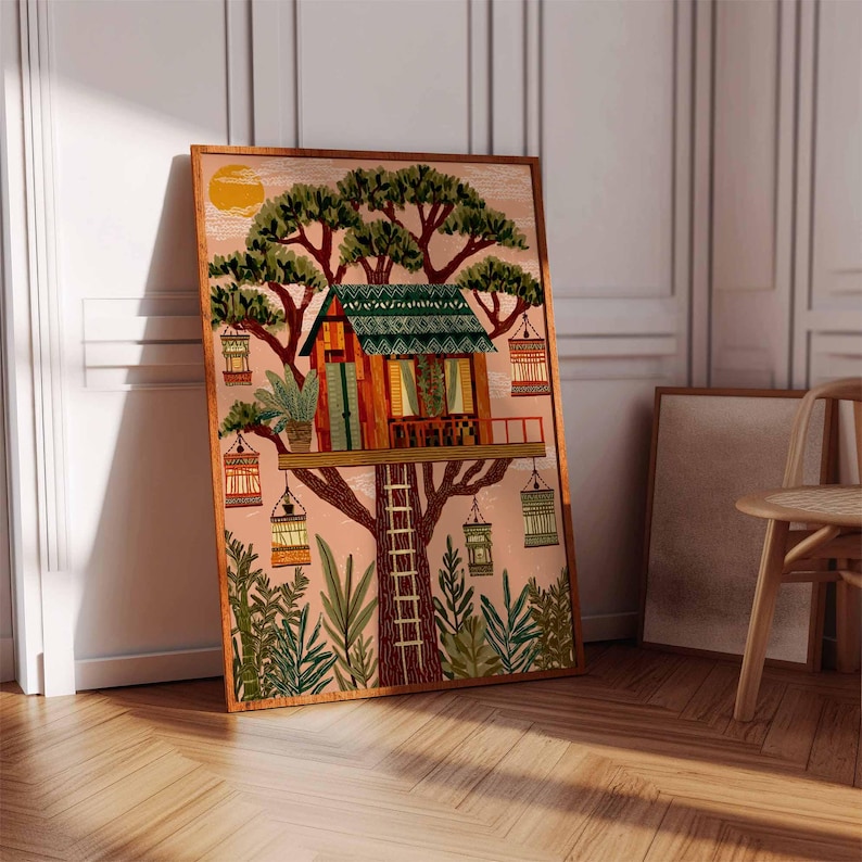 Tree House Poster, Forest Wall Art Print, Adventure Decor, Kids Room ...