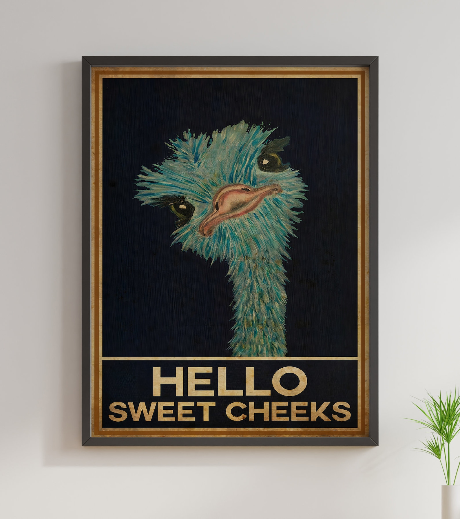 Ostrich Hello Sweet Cheeks Poster Funny Comedy Animal Art - Etsy
