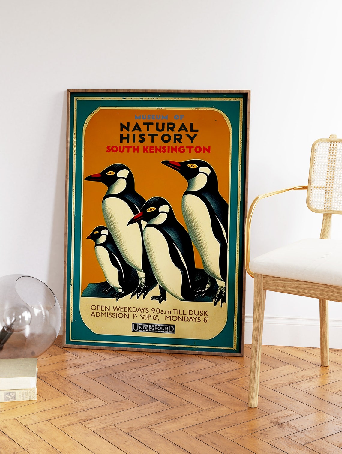 Vintage Museum of Natural History Poster, Penguins, Retro Museum Print ...