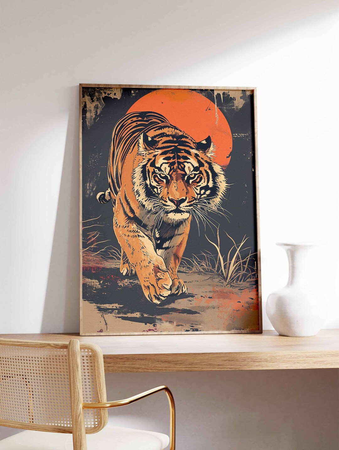 Tiger Print, Vintage Tiger Poster, Botanical Decor, Jungle Art ...