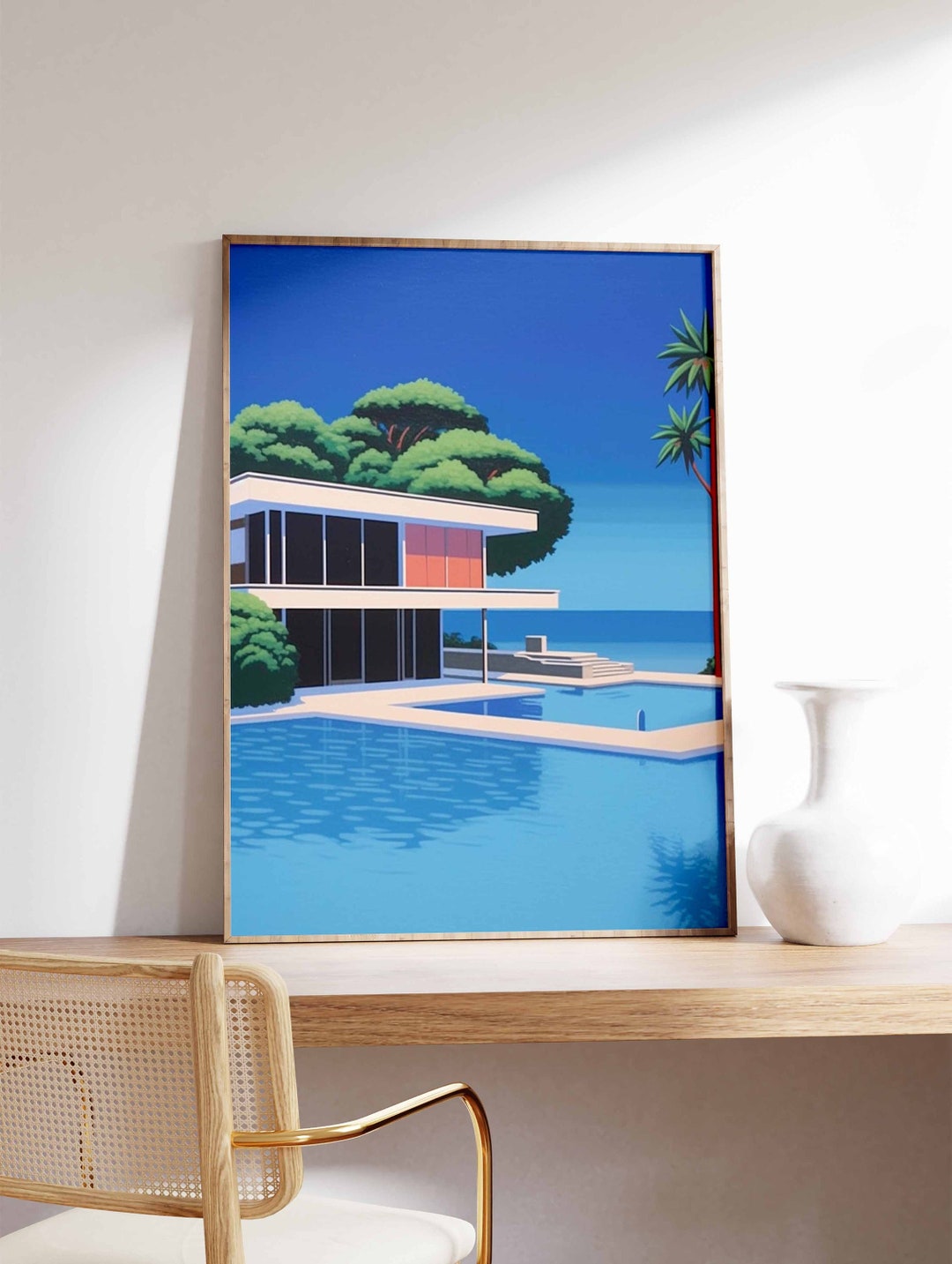 Miami Pool Print, 80's Swimming Pool Poster, Retro Florida Beach Art ...