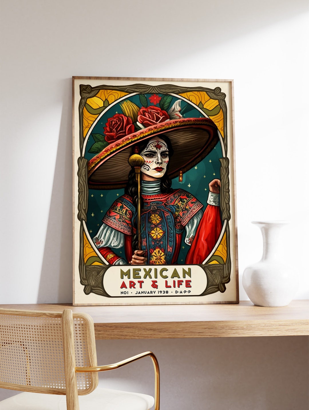 Traditional Mexican Female Exhibition Poster, Mexican Art Print ...