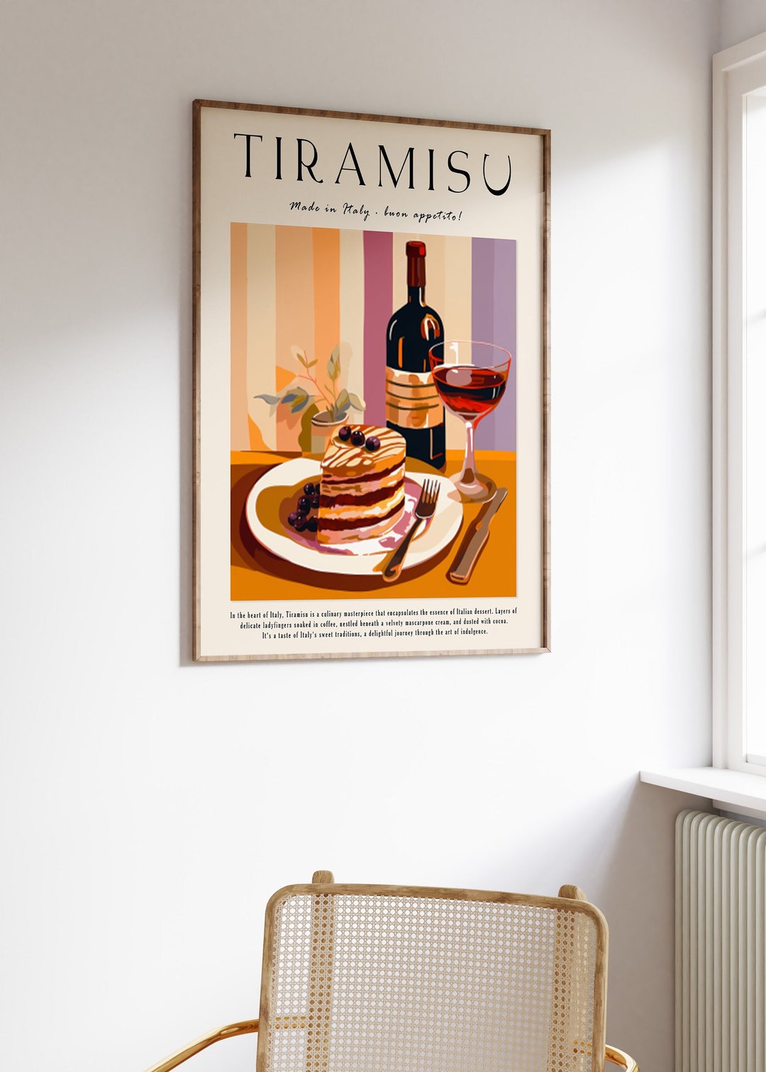 Italian Dessert Poster, Tiramisu Food Print, Poster for Kitchen ...