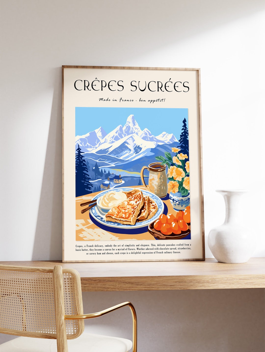 French Food Print, French Crepes Poster, Dessert Poster, Kitchen Decor ...