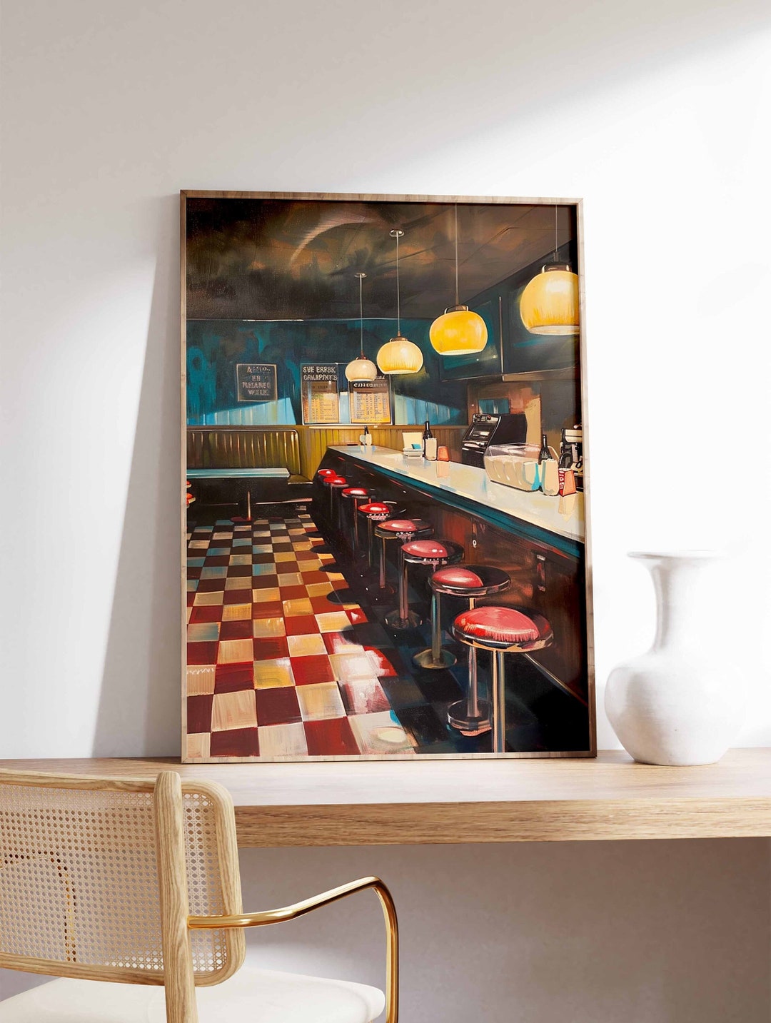 Retro American Diner Print, American Diner Poster, Food and Drink Art ...