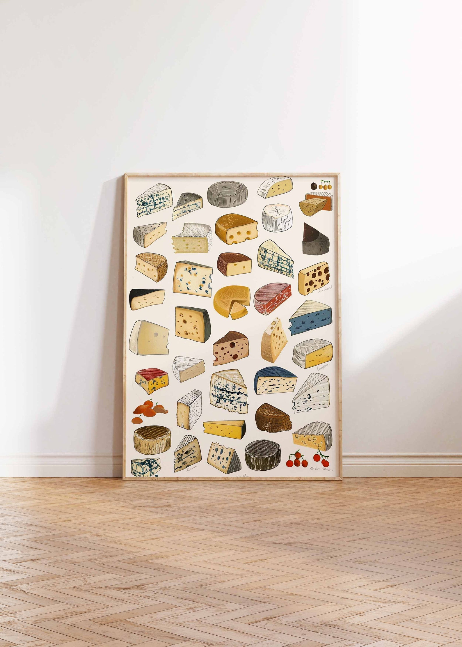 Cheese Poster, Cheese Varieties Art, Gourmet Food Print, Kitchen Decor ...