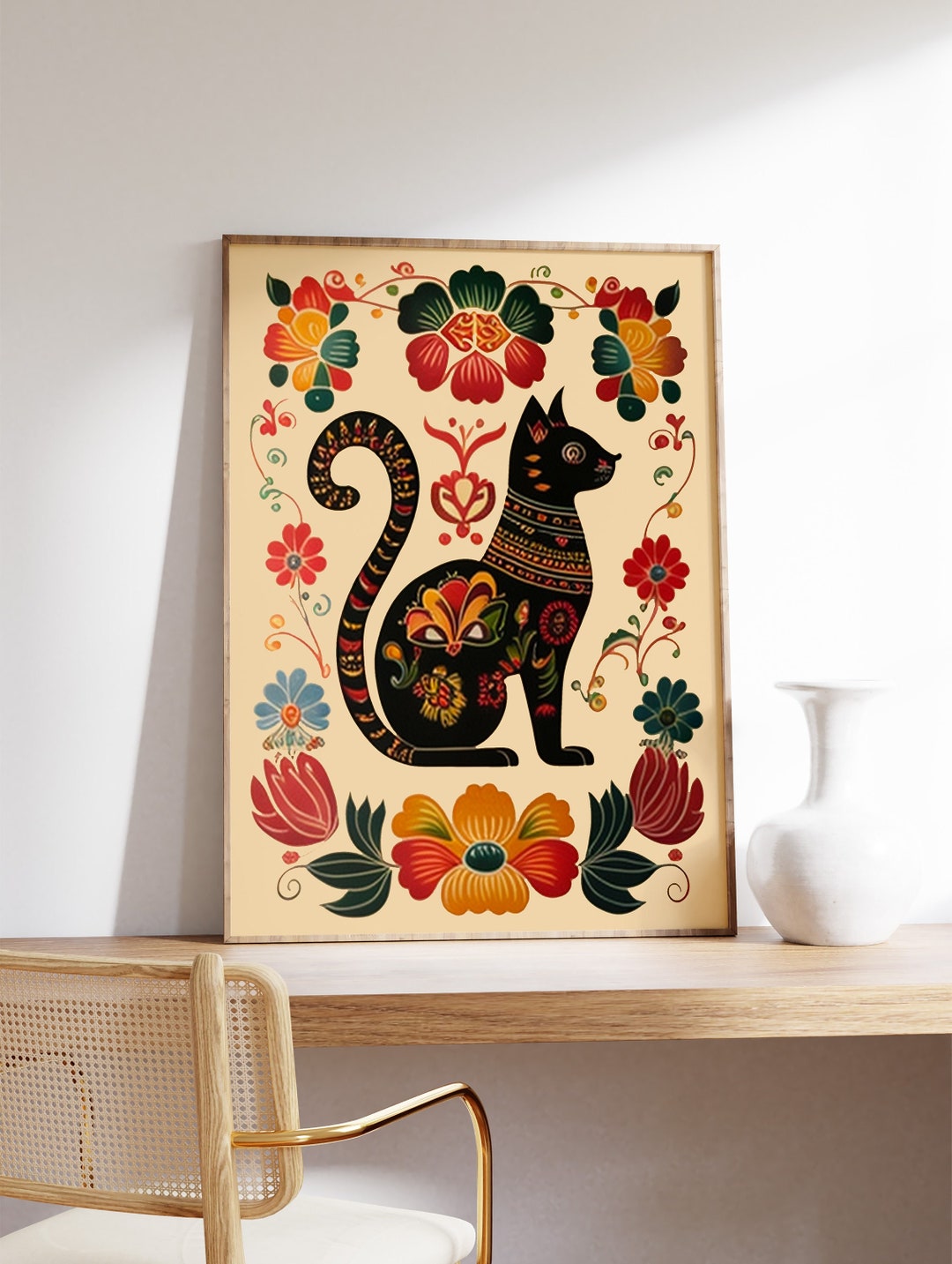 Mexican Cat Poster, Cat Print, Mexican Art Print, Vintage Mexican Wall ...
