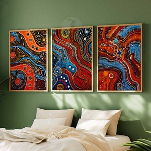 Aboriginal Set of 3 Prints, Cultural Wall Art, Indigenous Poster Set ...