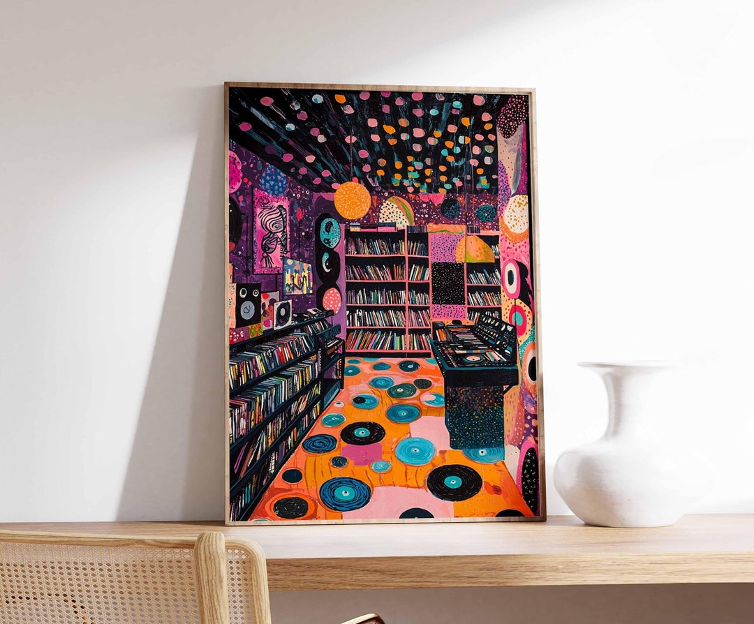 Retro Vinyl Record Store Poster, Vintage Music Print, Record Store Art ...