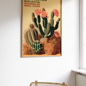 Vintage Mexican Cactus Poster, Colourful Mexican Art Prints ...