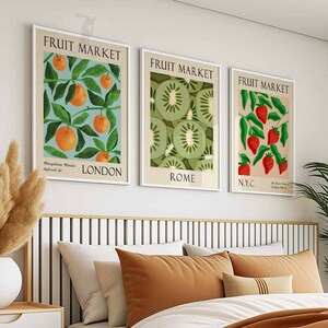Set of 3 Fruit Prints, Fruit Posters, Food and Drink Art, Kitchen Decor ...